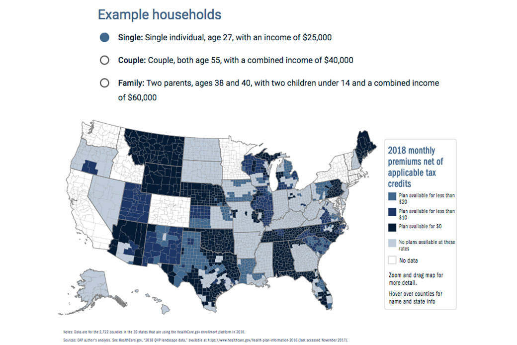 Interactive: Low-Cost Options for 2018 Coverage in the Health Insurance ...